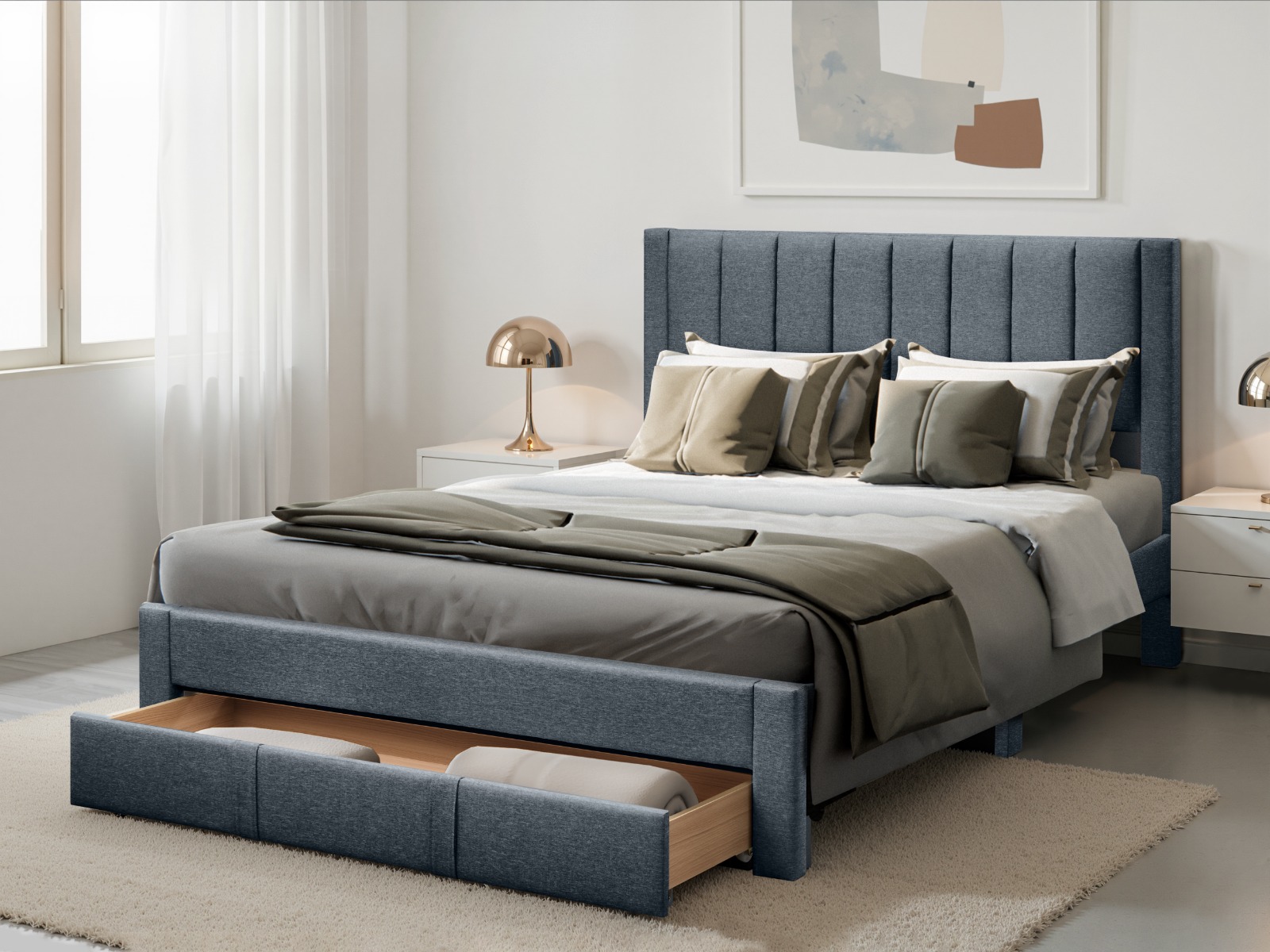 Capri Upholstered Bed with Drawer - Southern Cross Mattress Warehouse